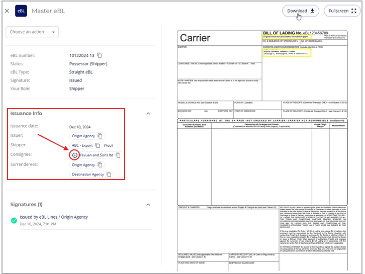 Send eBL to a Non-onboarded Consignee (SDU)